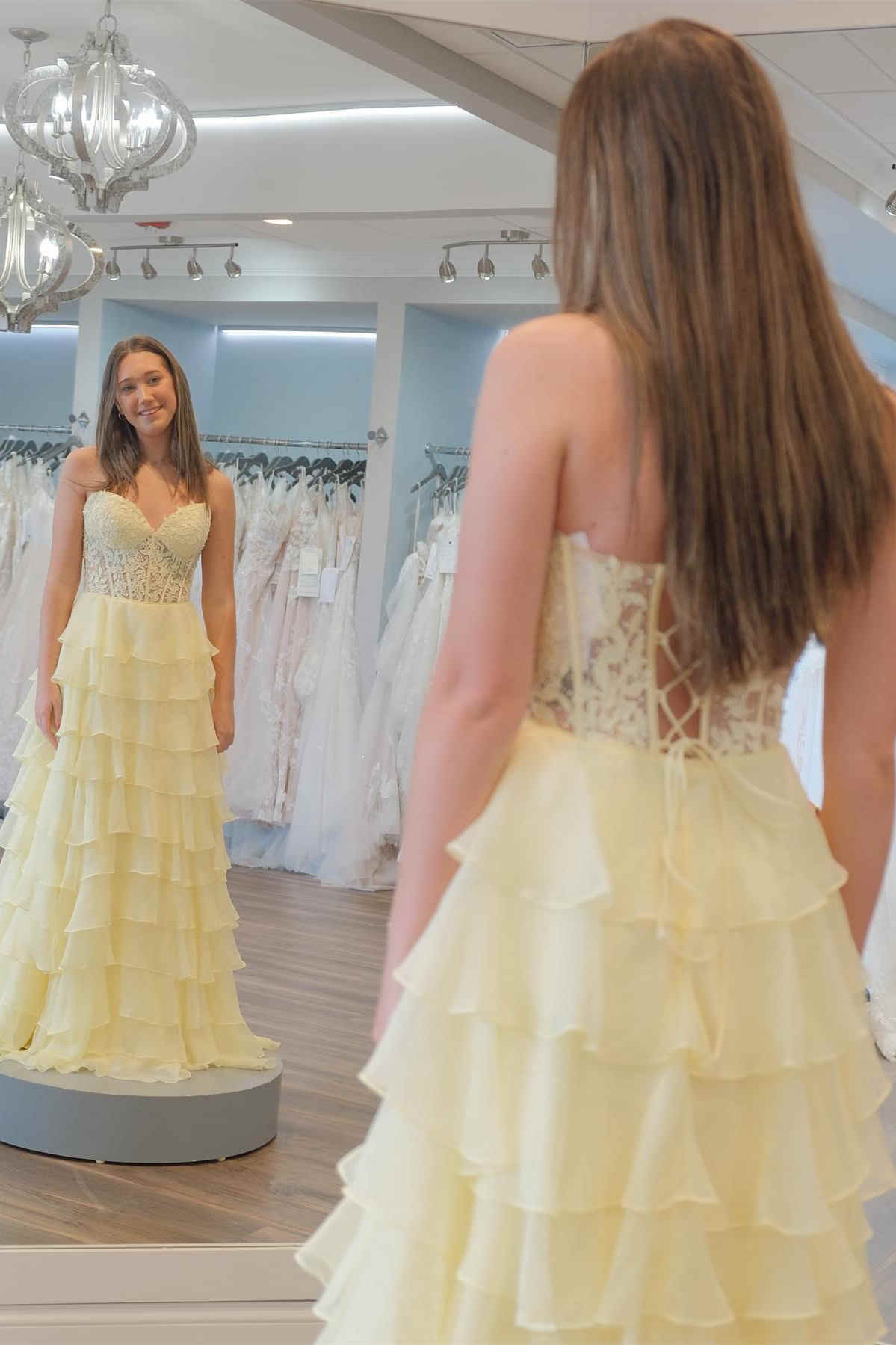 Sweetheart Red Corset Chiffon Ruffle Long Prom Dress – FancyVestido