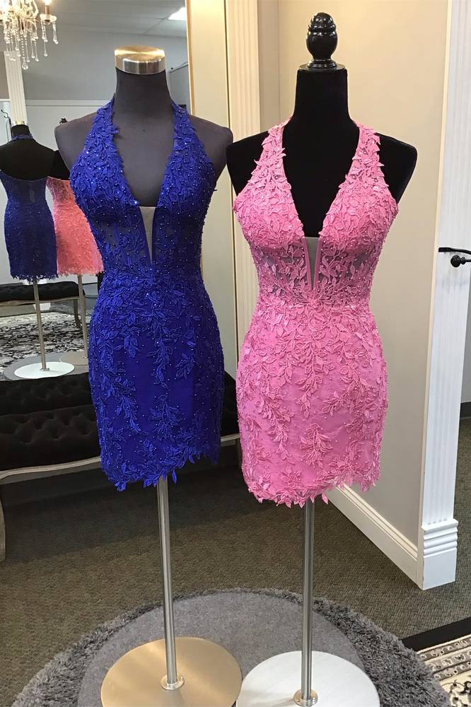 Glitter Tie Straps Pink Plunging Neck Tiered Long Prom Dress – FancyVestido