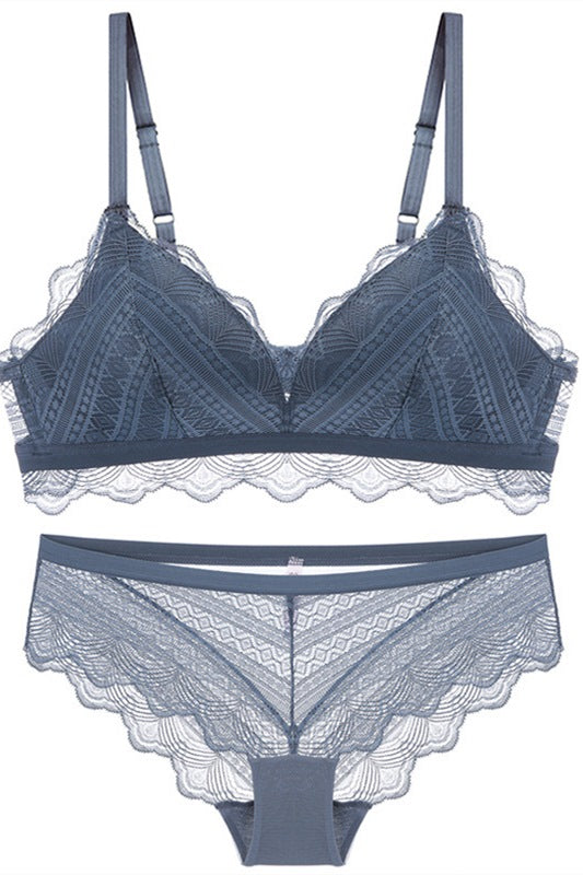 Triangle Navy Blue Lace Lingerie Set – FancyVestido