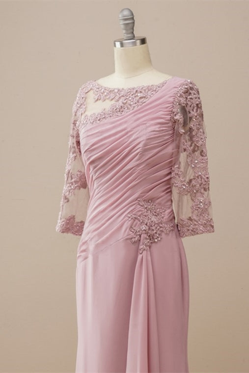 Long Sleeves Dusty Rose Mother Of The Bride Dress With Appliques